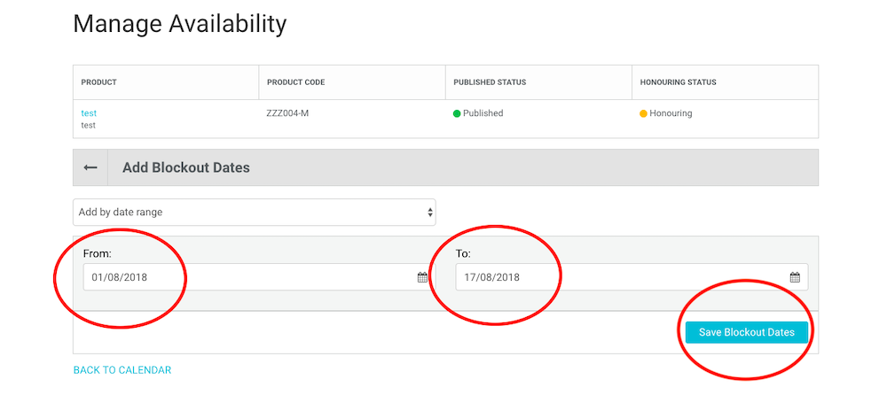 How do I use block out dates in the Supplier Hub?
